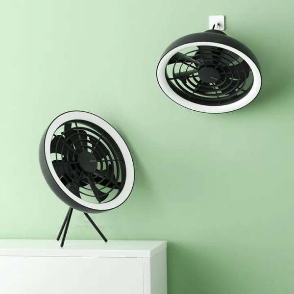 JISULIFE FA17 Rechargeable Fan with LED Ceiling Fan with Long Tripod ...