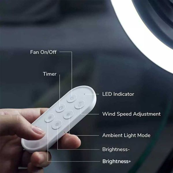 JISULIFE FA17 Rechargeable Fan with LED Ceiling Fan with Long Tripod ...